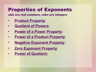 Properties Of Exponents | PPT | Physics | Science