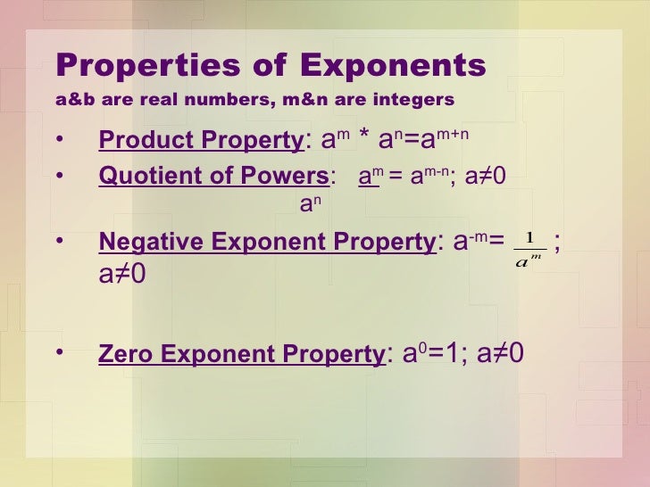 Properties Of Exponents