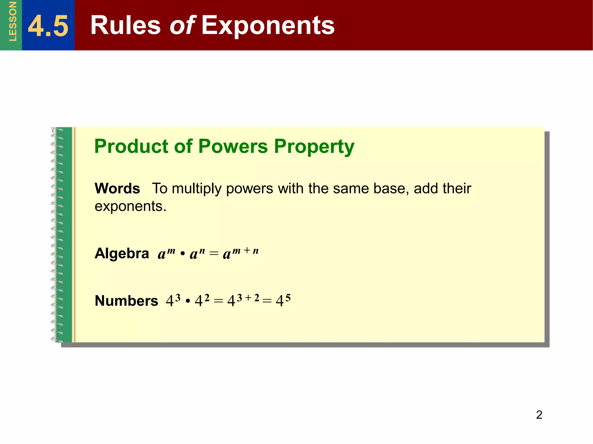 Properties of exponents | PPT