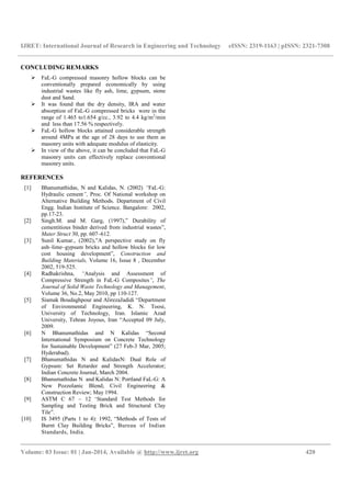 Properties of fa l g hollow masonry blocks | PDF