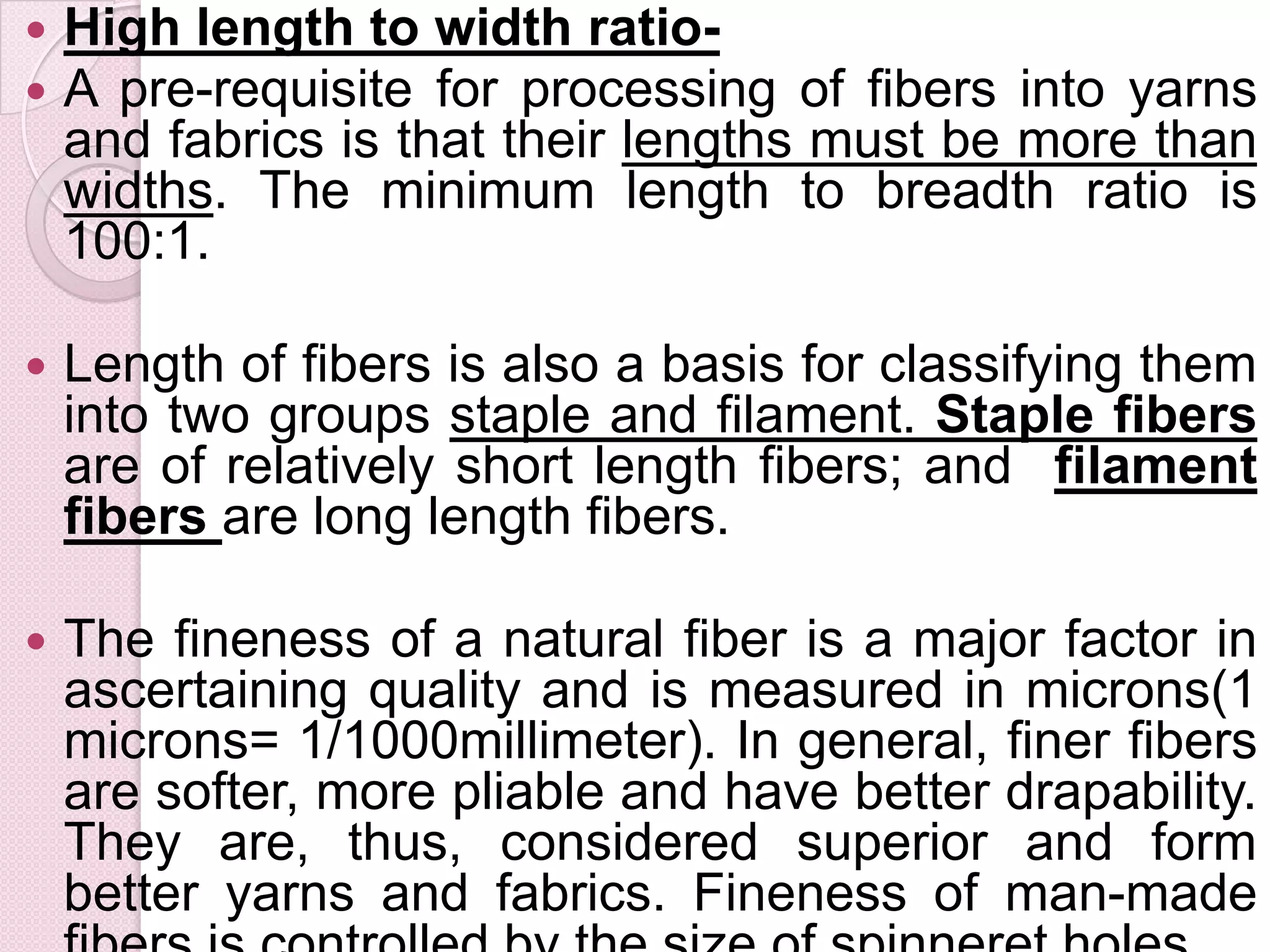 Properties of fibers | PPTX
