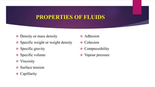 Properties of fluids | PPTX
