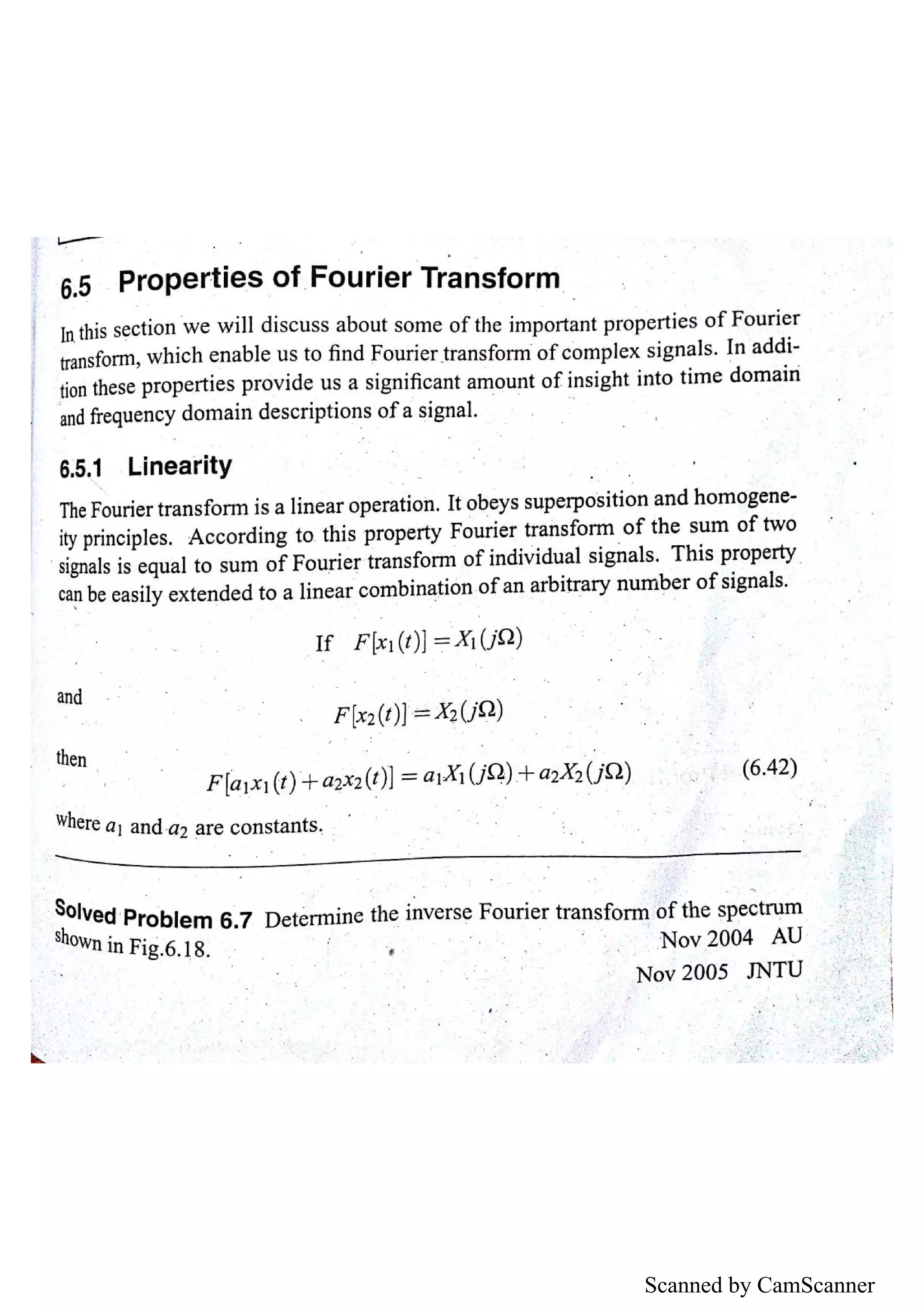 EC202 SIGNALS & SYSTEMS Properties of fourier transform NOTES | PDF