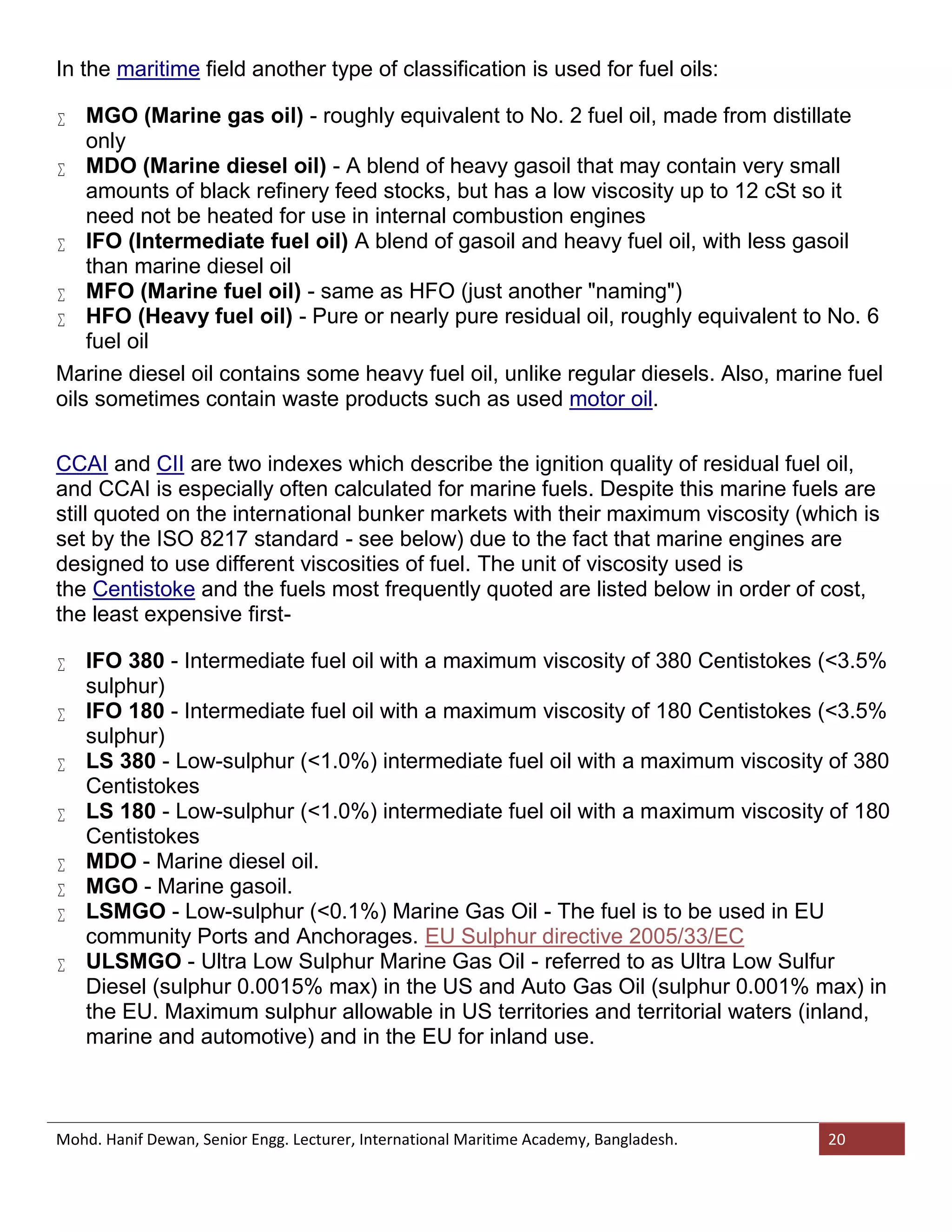 Properties of Fuel Oil & Bunkering Procedure by Hanif Dewan | PDF