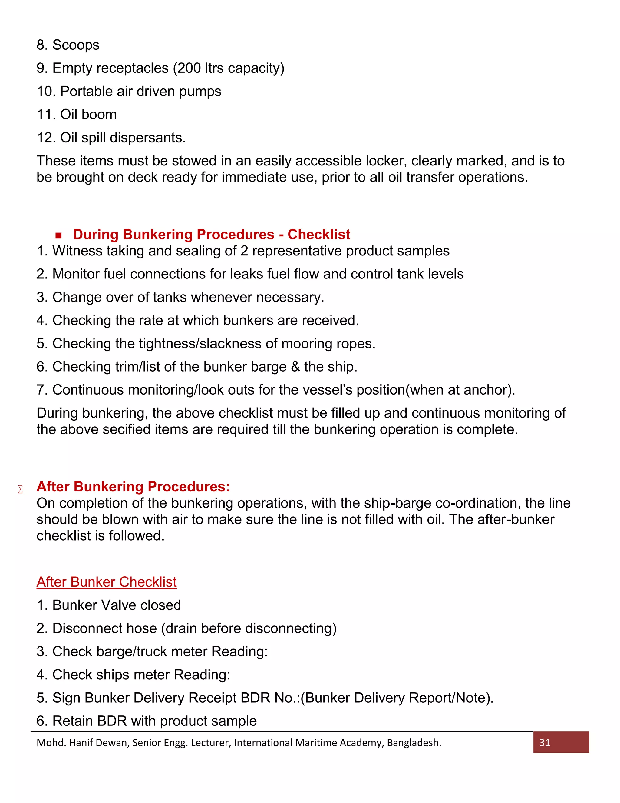 Properties of Fuel Oil & Bunkering Procedure by Hanif Dewan | PDF