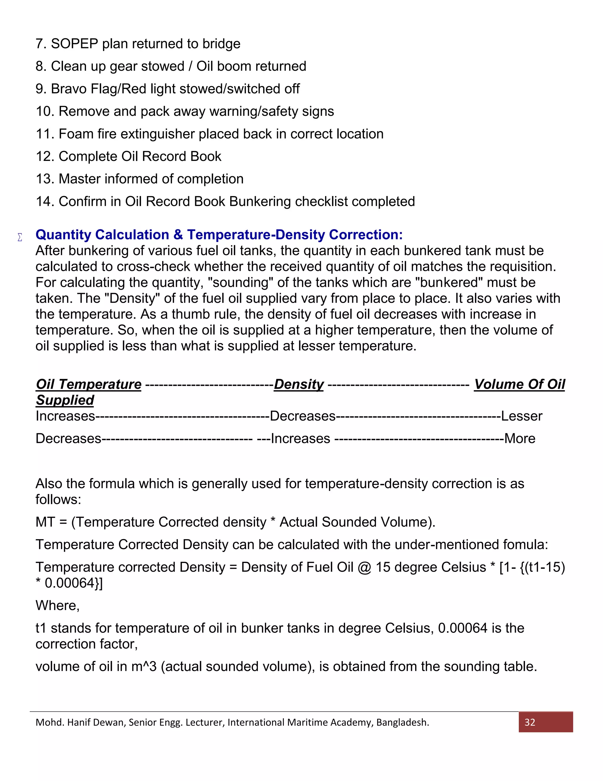 Properties of Fuel Oil & Bunkering Procedure by Hanif Dewan | PDF