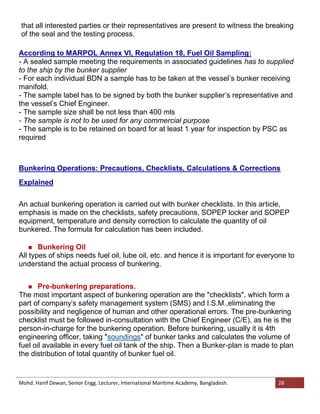 Properties of Fuel Oil & Bunkering Procedure by Hanif Dewan | PDF