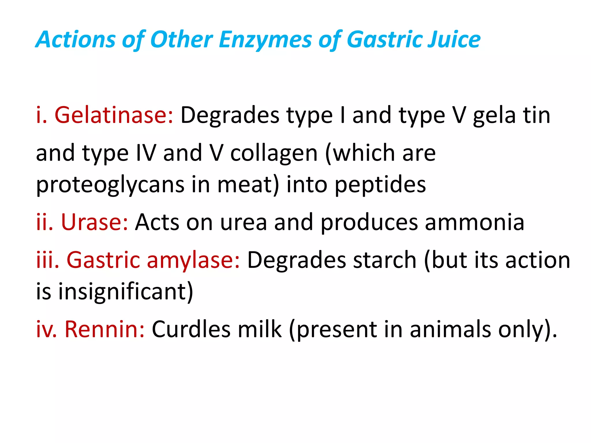 Properties of gastric juice, composition of gastric juice and functions ...