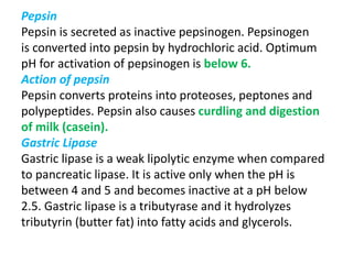 Properties of gastric juice, composition of gastric juice and functions ...