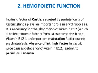 Properties of gastric juice, composition of gastric juice and functions ...