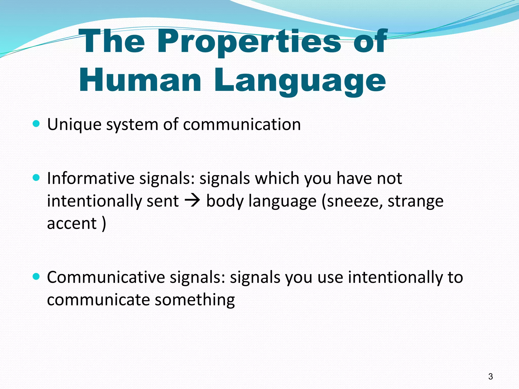 Properties of human language | PPSX