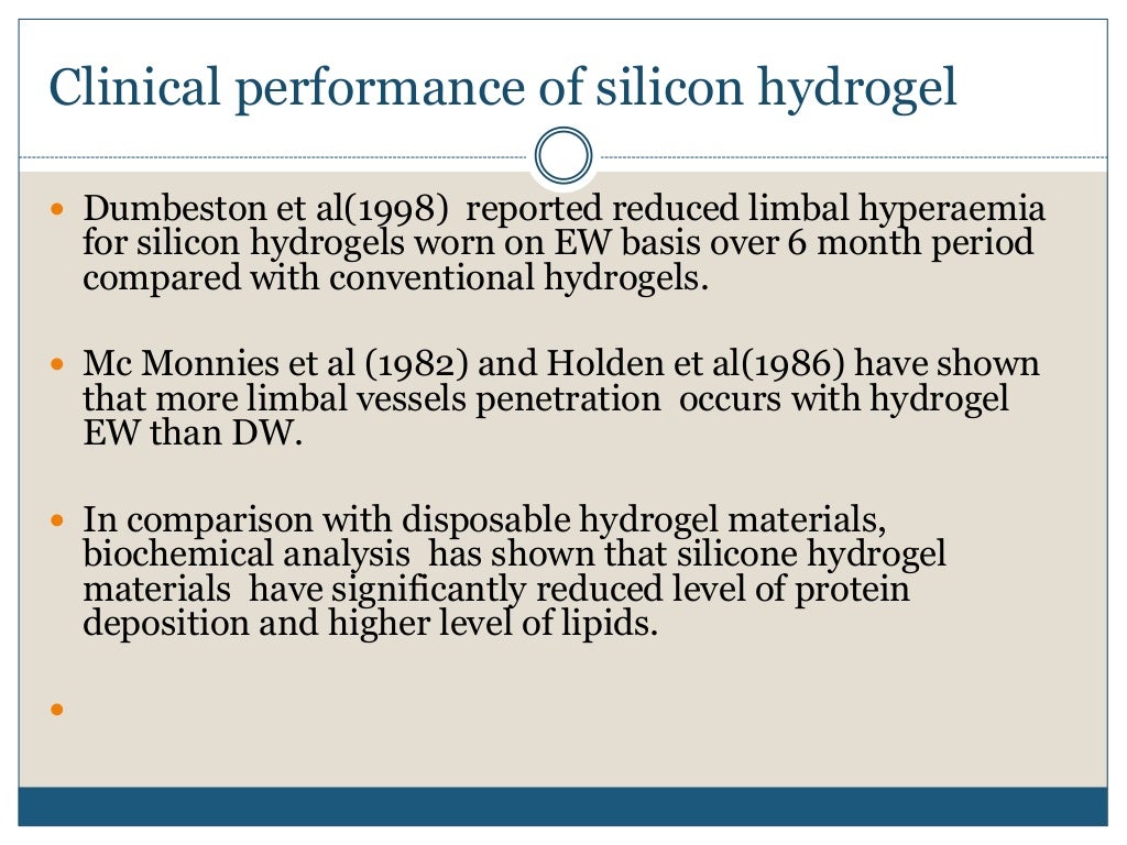 Properties of hydrogel and silicone hydrogel contact lens