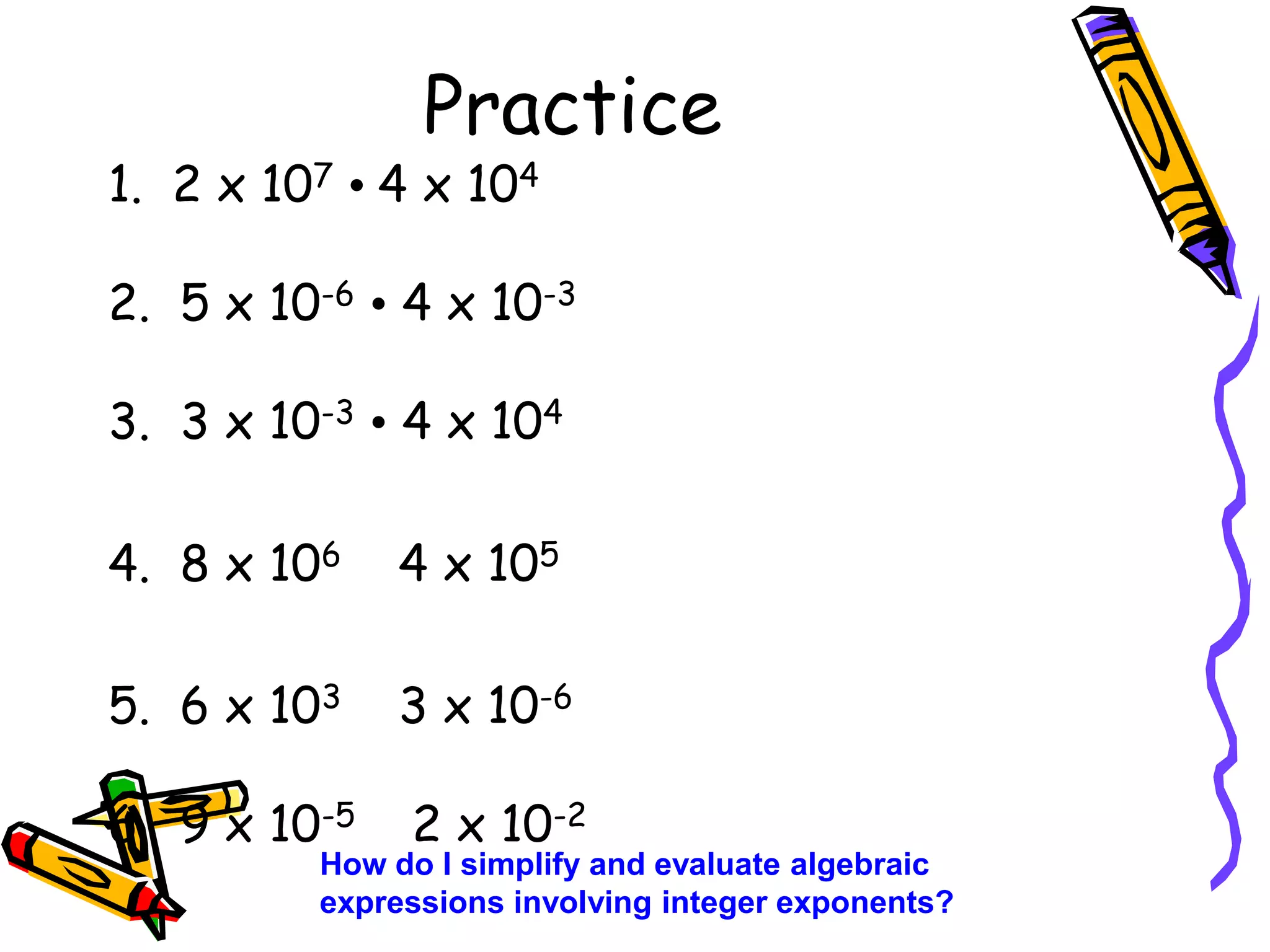 Properties of integer exponents edmodo 2012 13 | PPTX