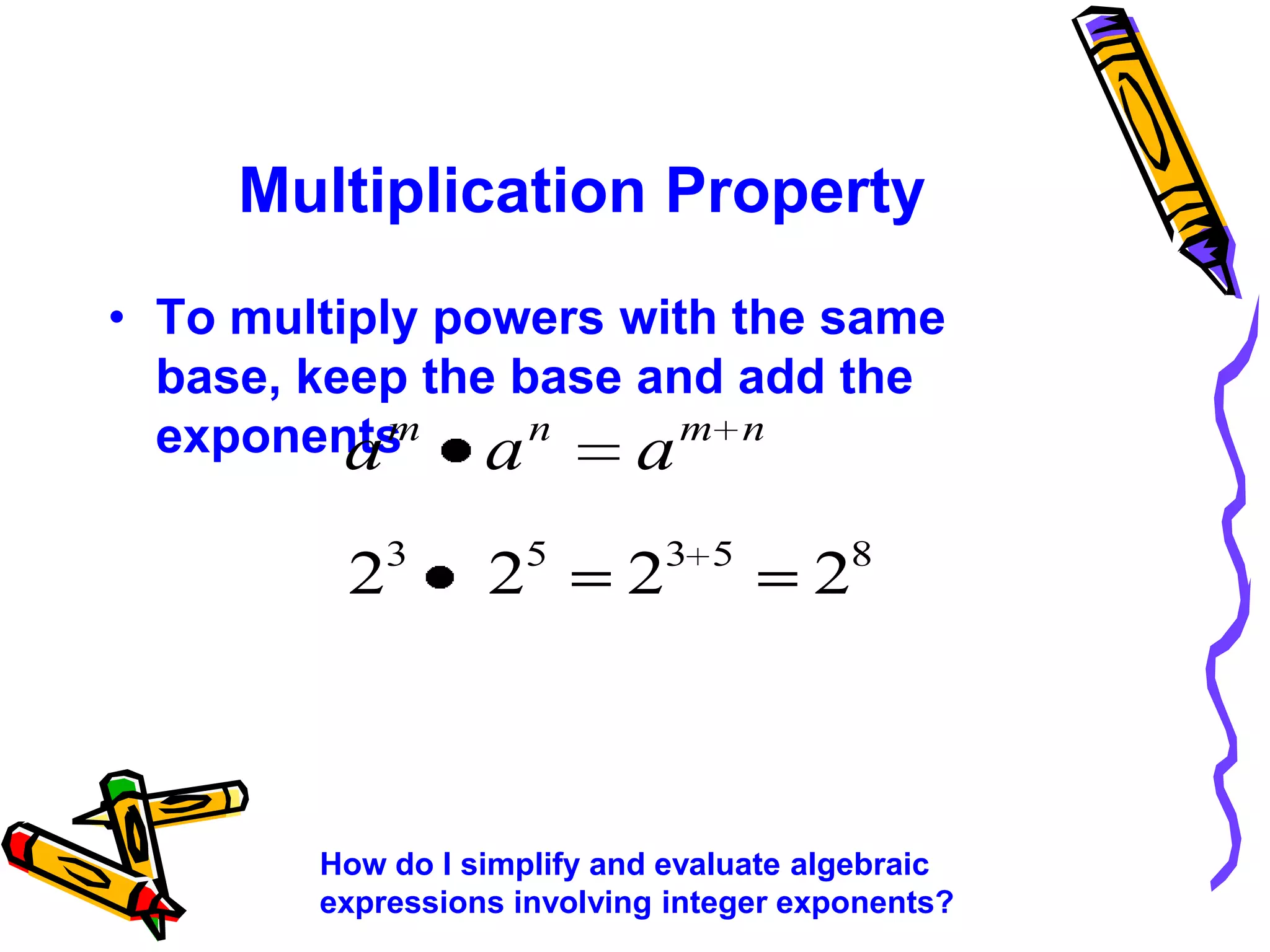 Properties of integer exponents edmodo 2012 13 | PPTX