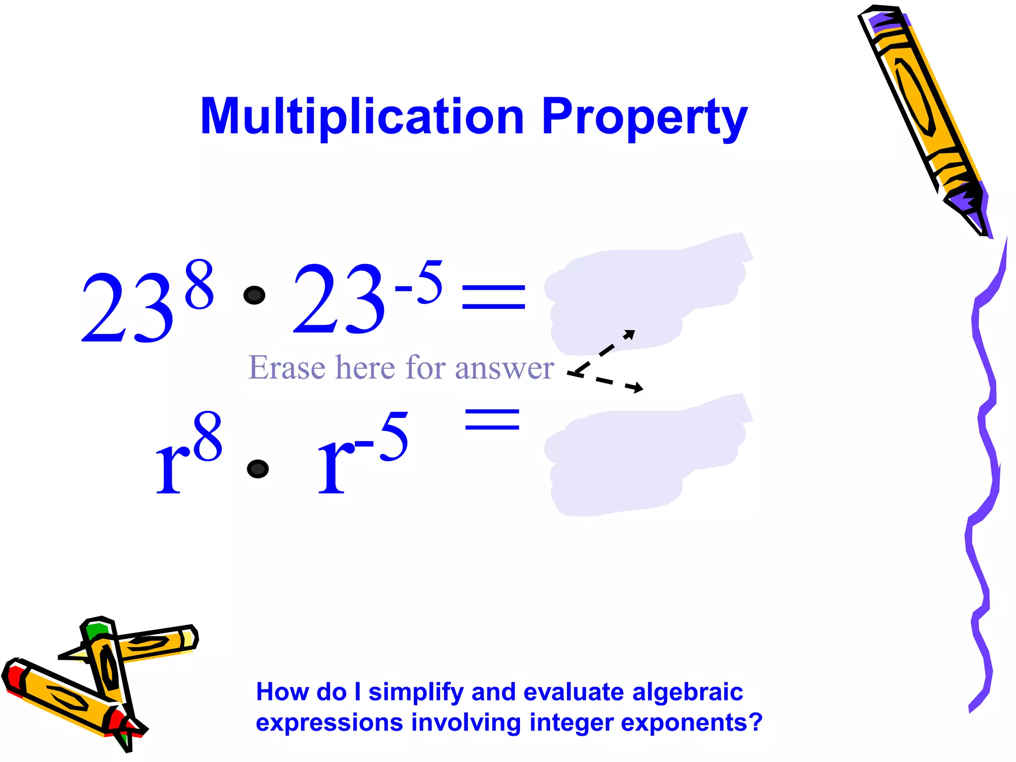 Properties of integer exponents edmodo 2012 13 | PPTX