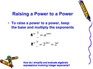 Properties of integer exponents edmodo 2012 13 | PPTX