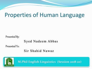 Properties of Human Language | PPTX