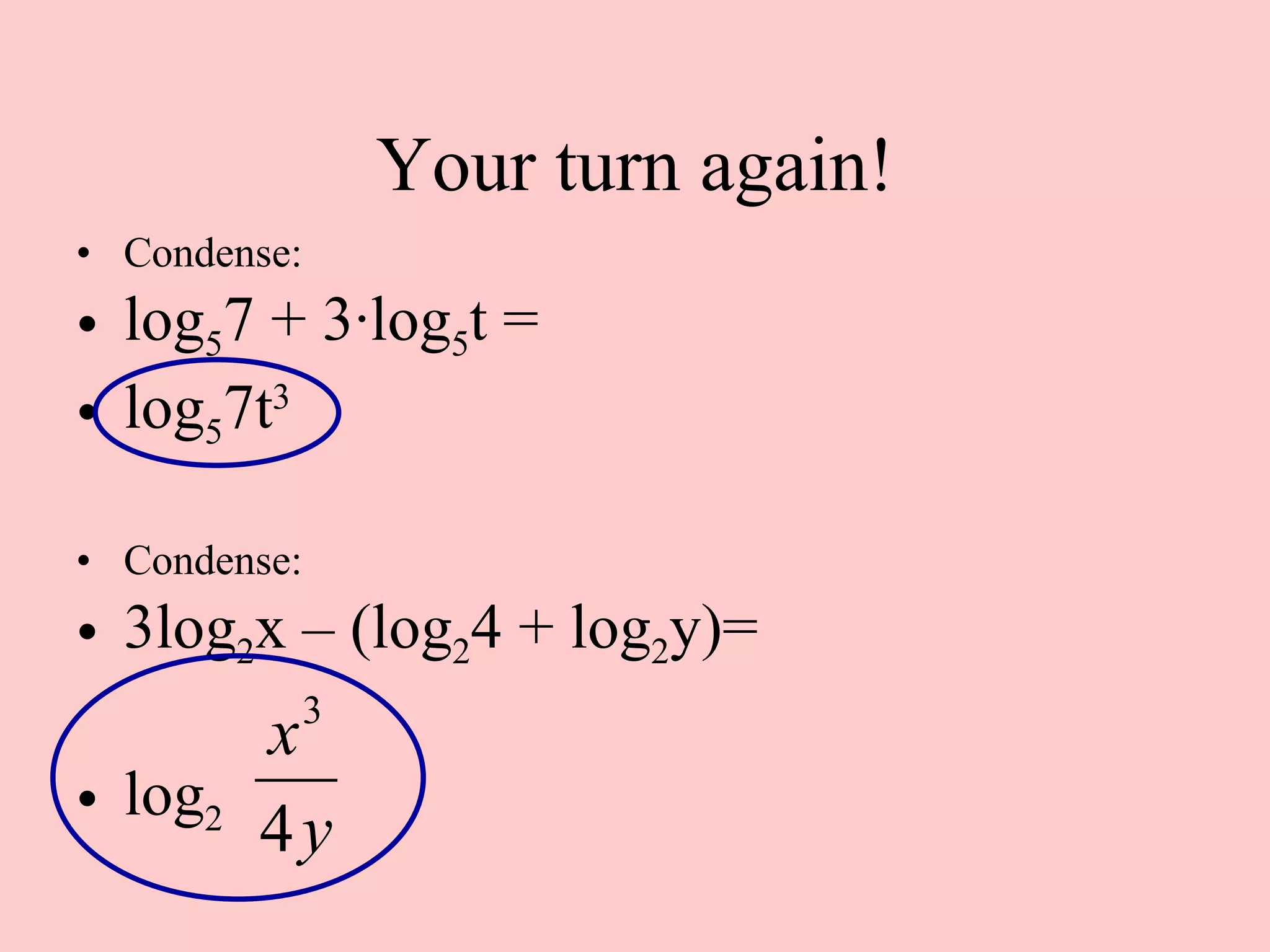 Properties of logarithms | PPT
