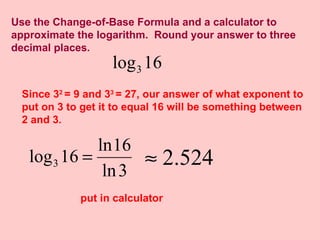 Properties of logarithms | PPT