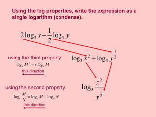 Properties of logarithms | PPT