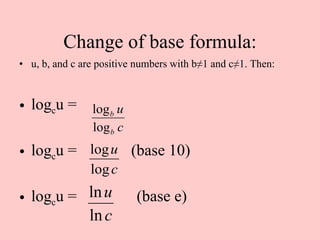Properties Of Logarithms Change Of Base Formula