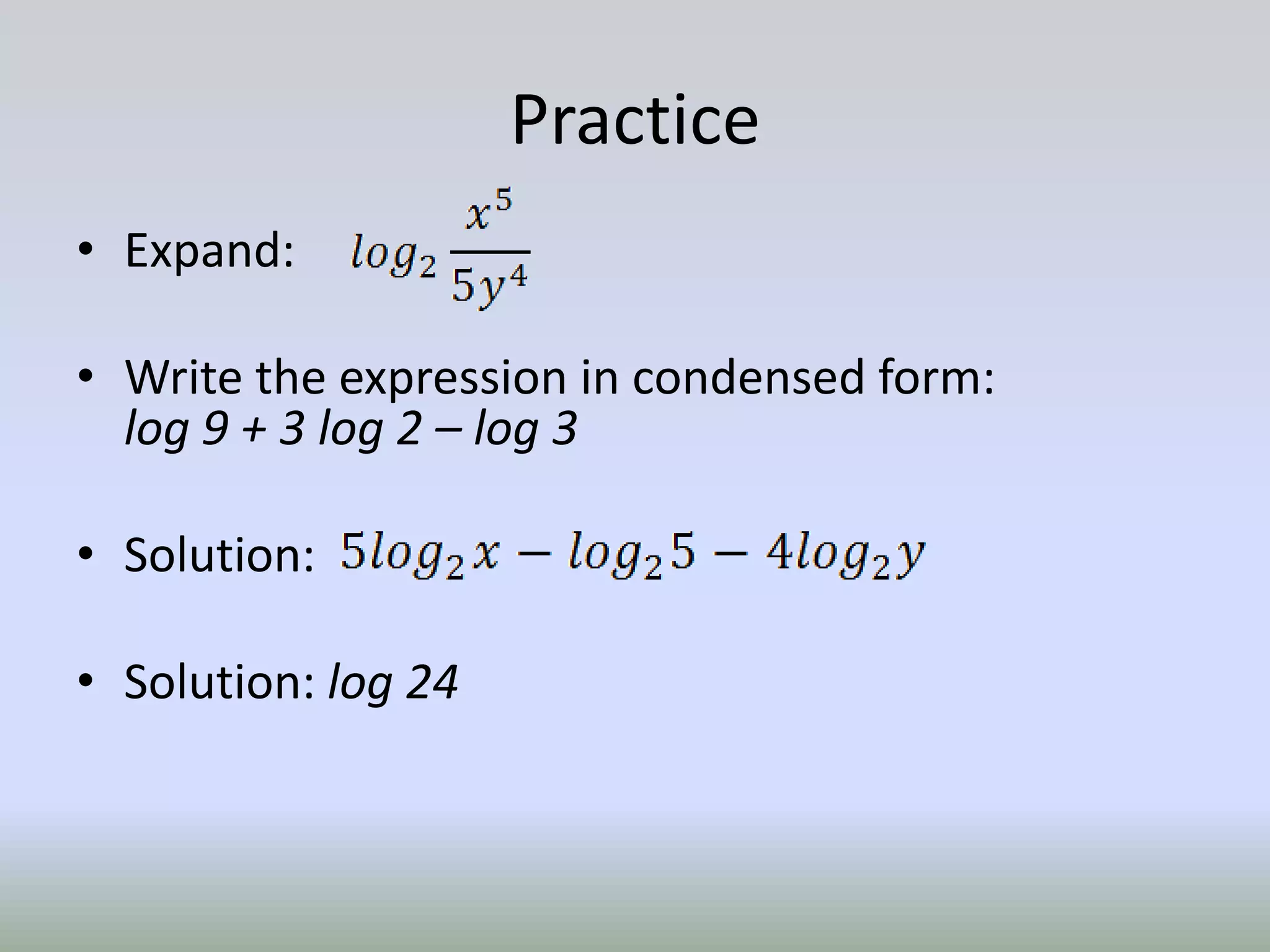 Properties of logarithms | PPTX