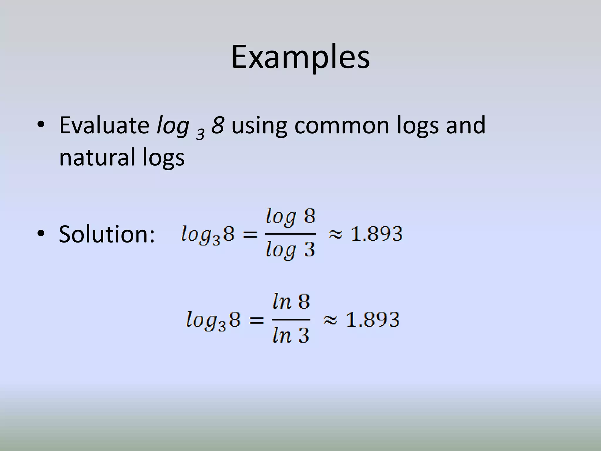 Properties of logarithms | PPTX