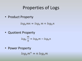 Properties of logarithms | PPTX