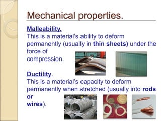 Properties of materials 13 14 jm | PPTX | Chemistry | Science
