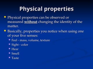Properties of Matter PowerPoint Presentation | PPT