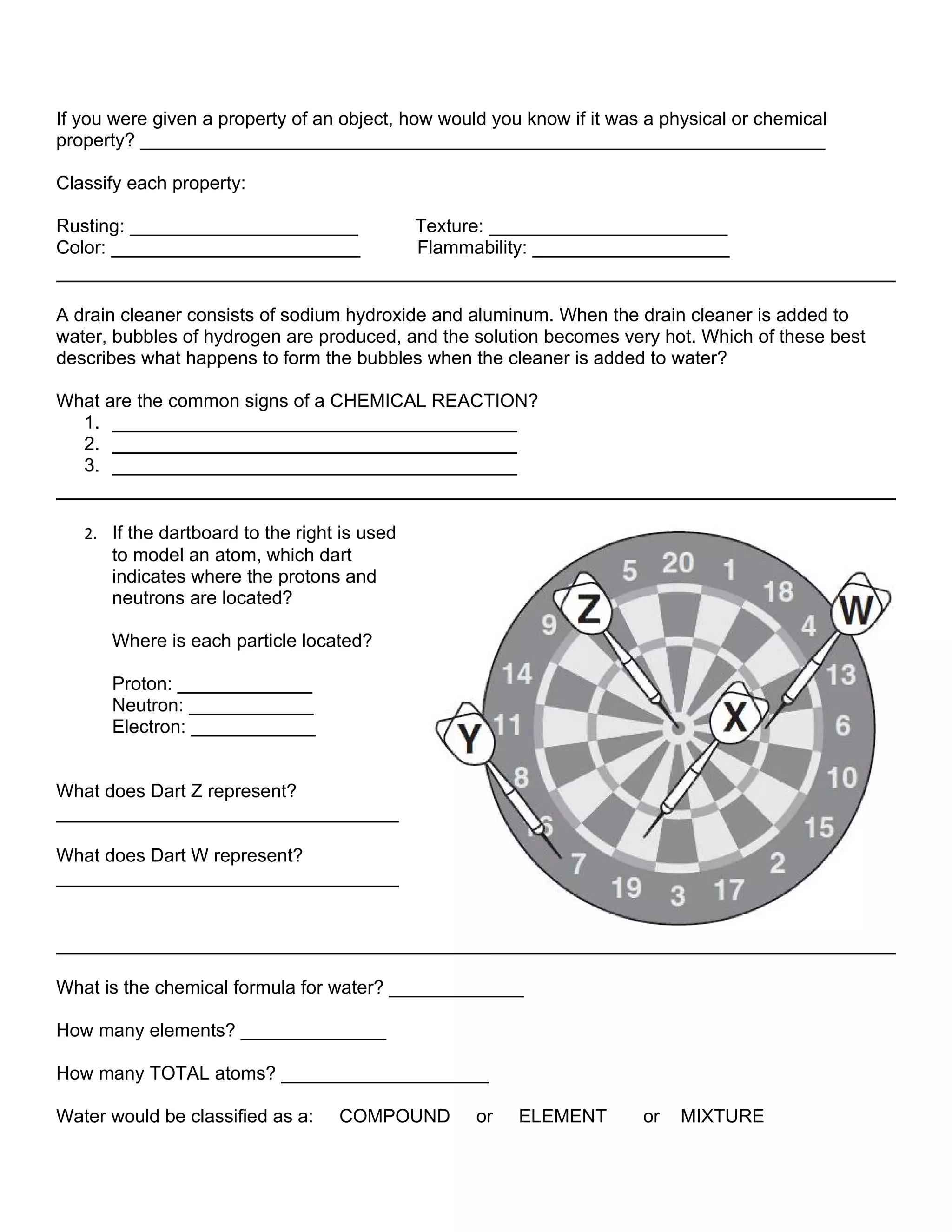 Properties of matter test | DOC