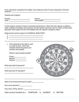 Properties of matter test | DOC