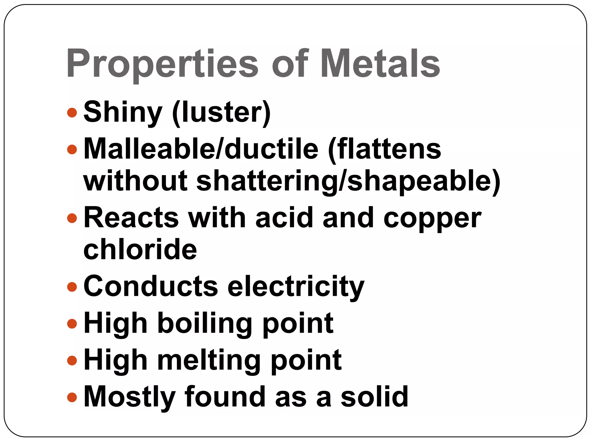 Properties of metals and nonmetals | PPTX