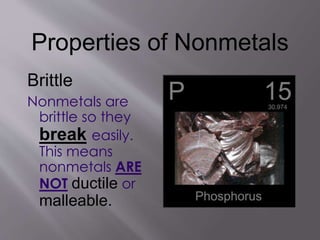 Properties of metals and non metals | PPTX