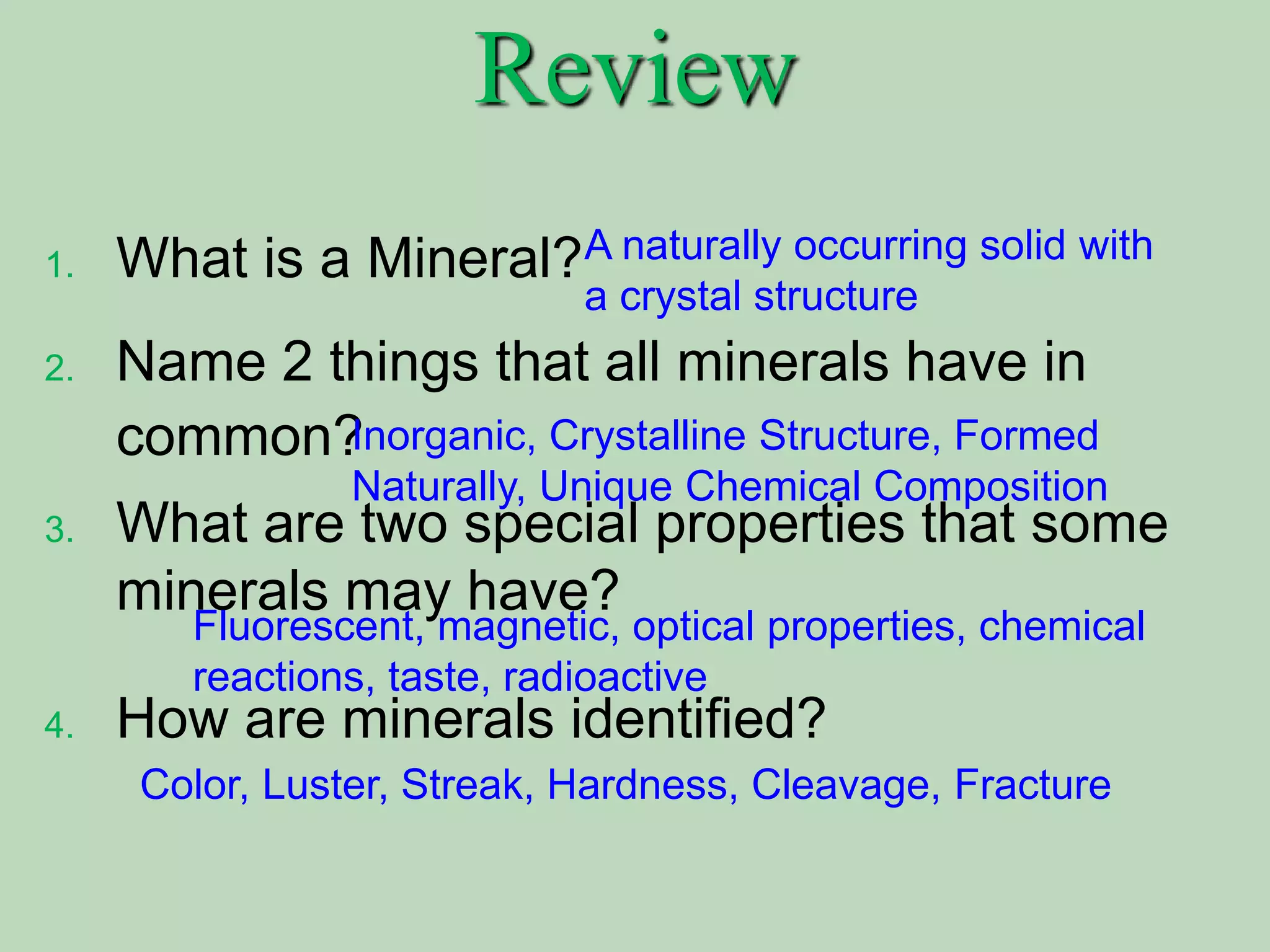 Properties of Minerals.ppt | Geology | Science