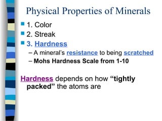 Properties of Minerals - Earth and Life Science | PPT