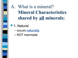 Properties of Minerals - Earth and Life Science | PPT