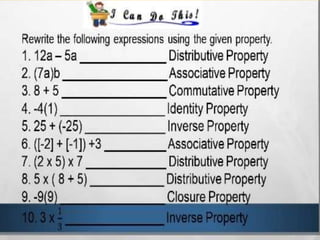 PROPERTIES OF OPERATIONS ON INTEGERS.ppt