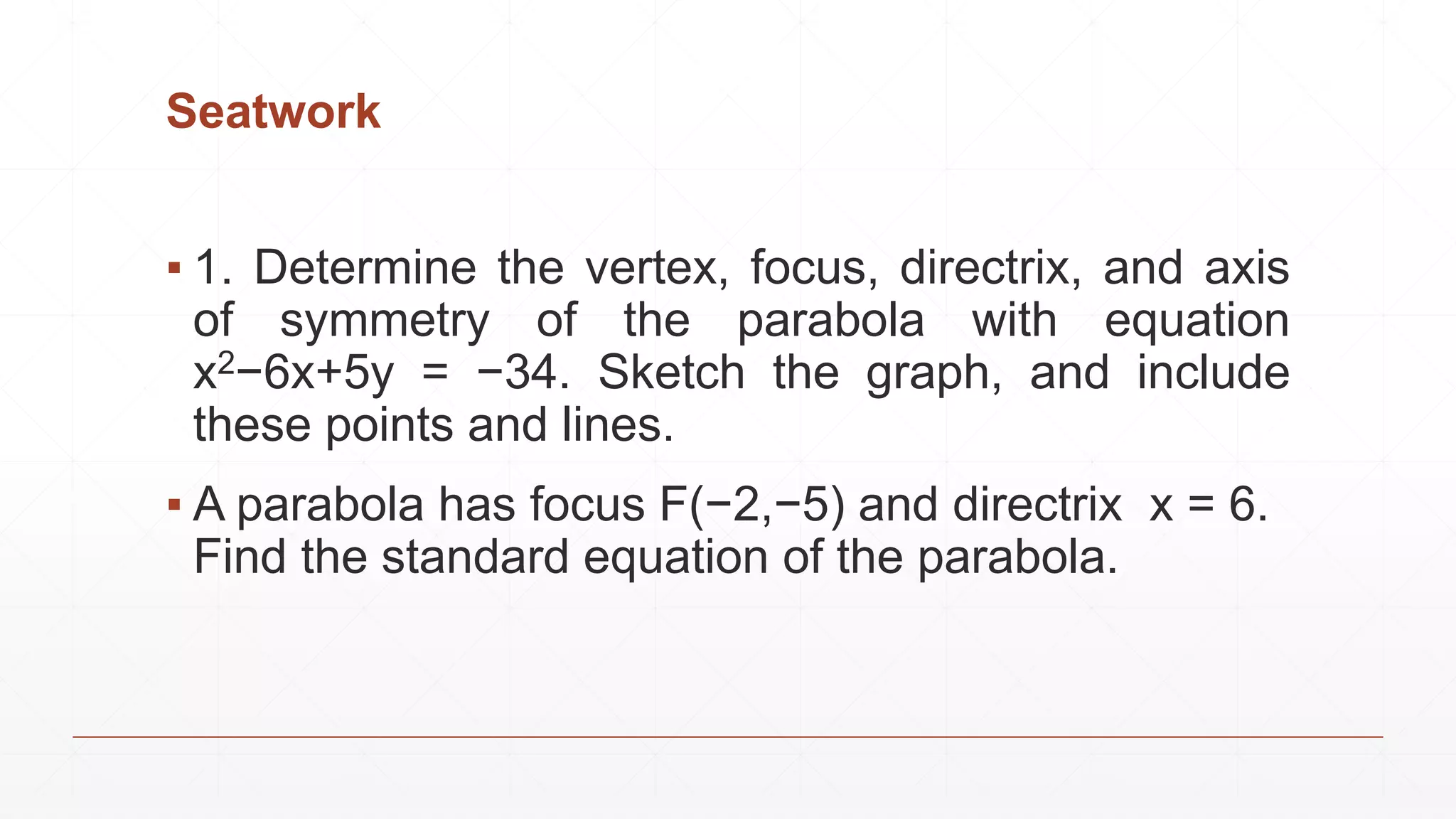 Properties of Parabola | PPTX