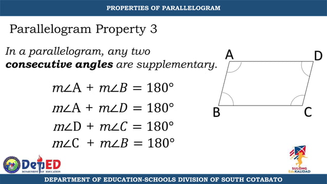 PROPERTIES OF PARALLELOGRAM .pptx | Physics | Science