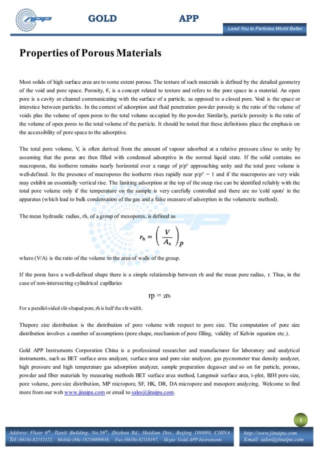 Properties of porous materials | DOCX