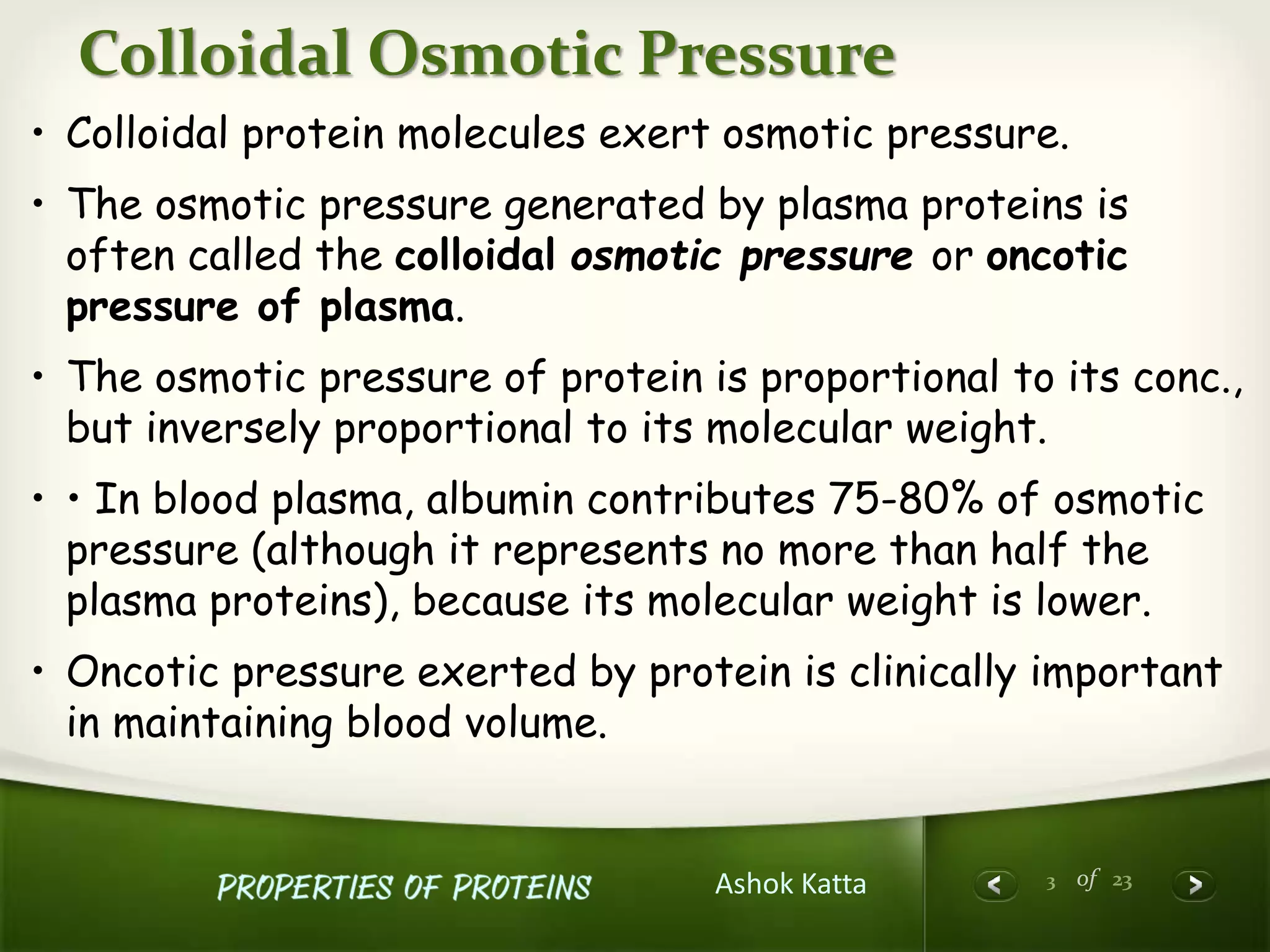 Properties of proteins (Chemistry of Proteins (Part - IV) | PPSX