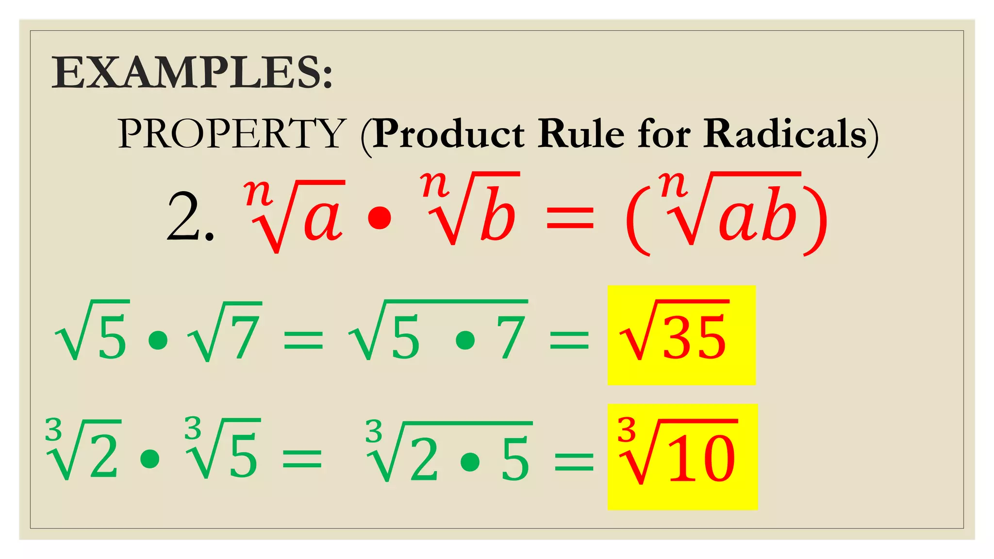 Properties of radicals 9 | PPTX