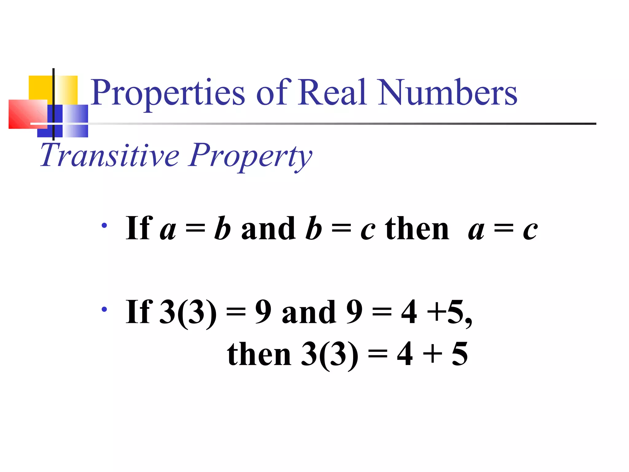 Properties of real numbers | PPT