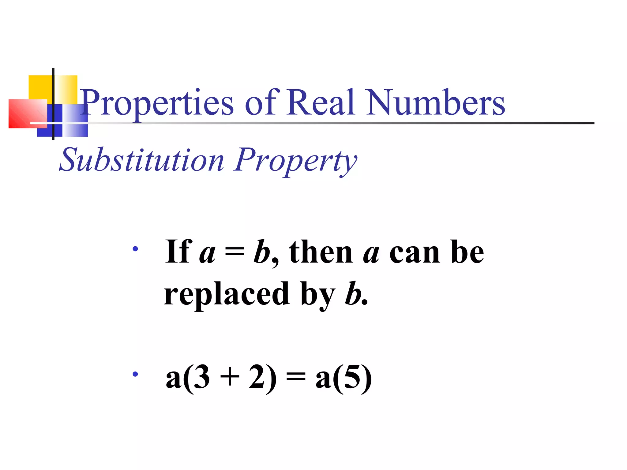 Properties of real numbers | PPT