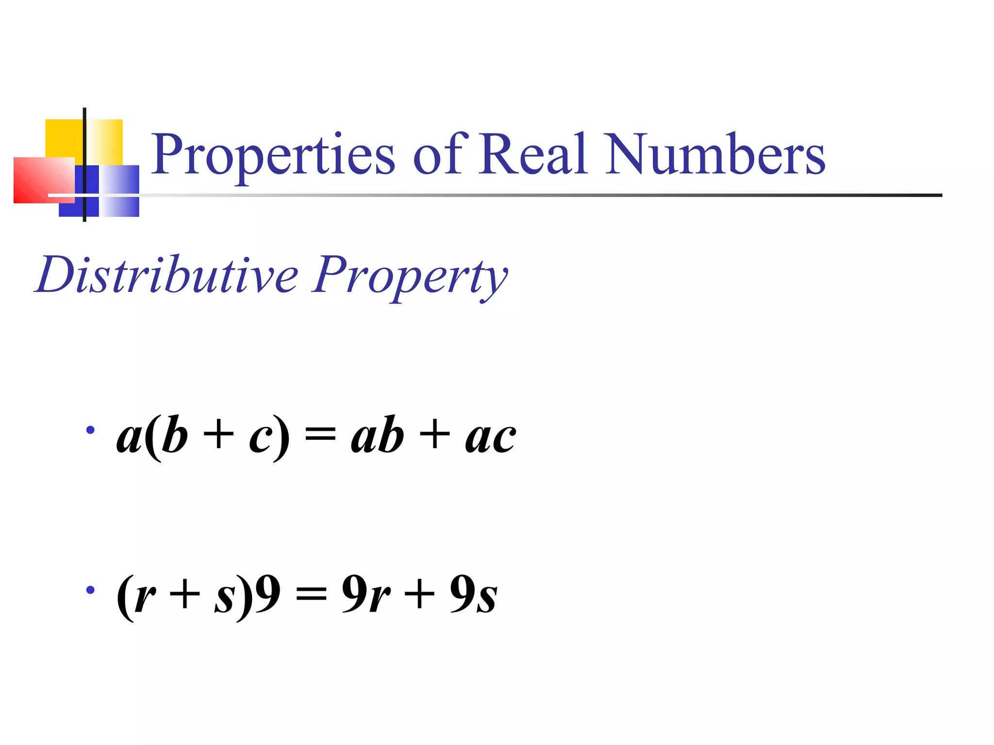Properties of real numbers | PPT