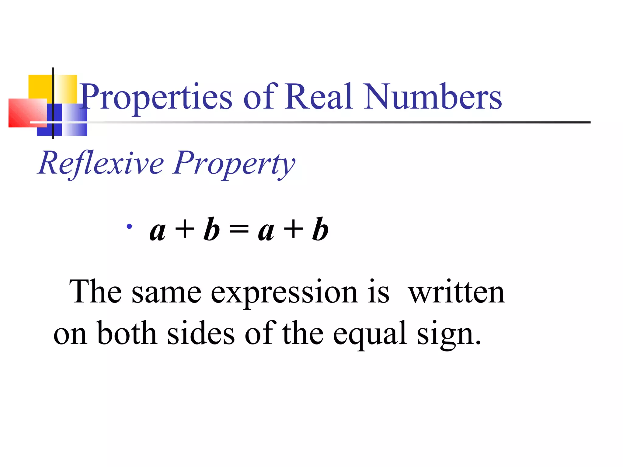 Properties of real numbers | PPT