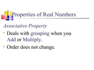 Properties of real numbers | PPT