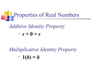 Properties of real numbers | PPT