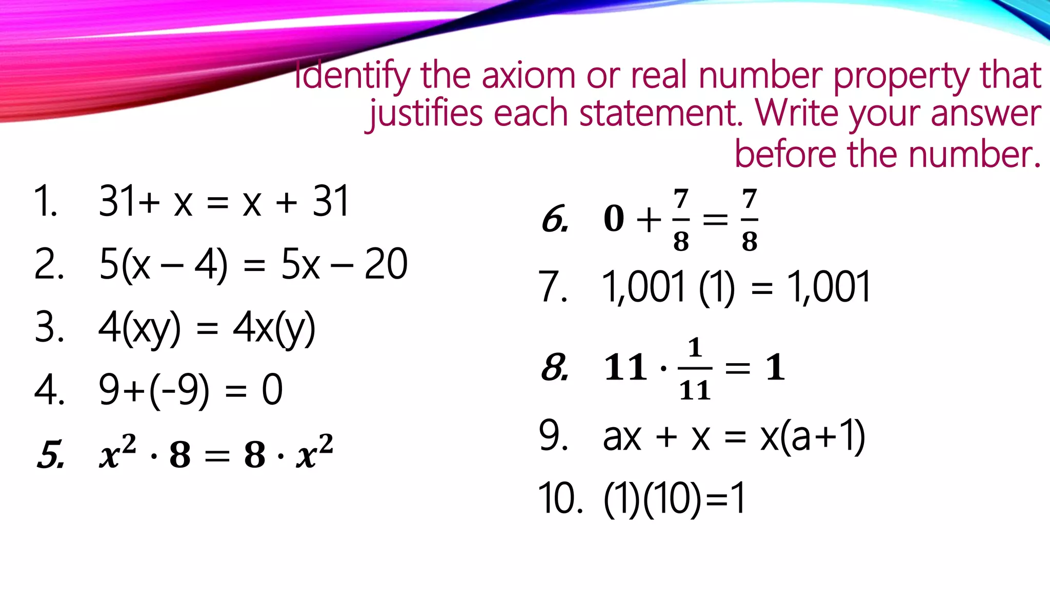 Properties of real numbers | PPTX